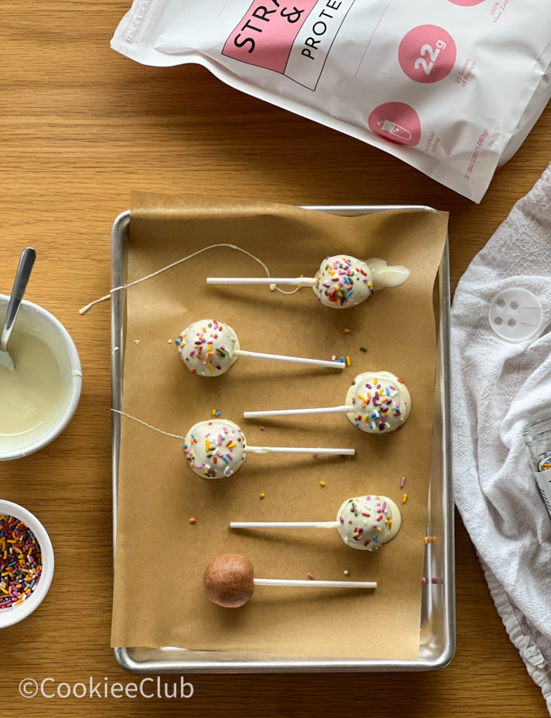 Strawberry Protein Cookie Dough Pops - Cookiee Club